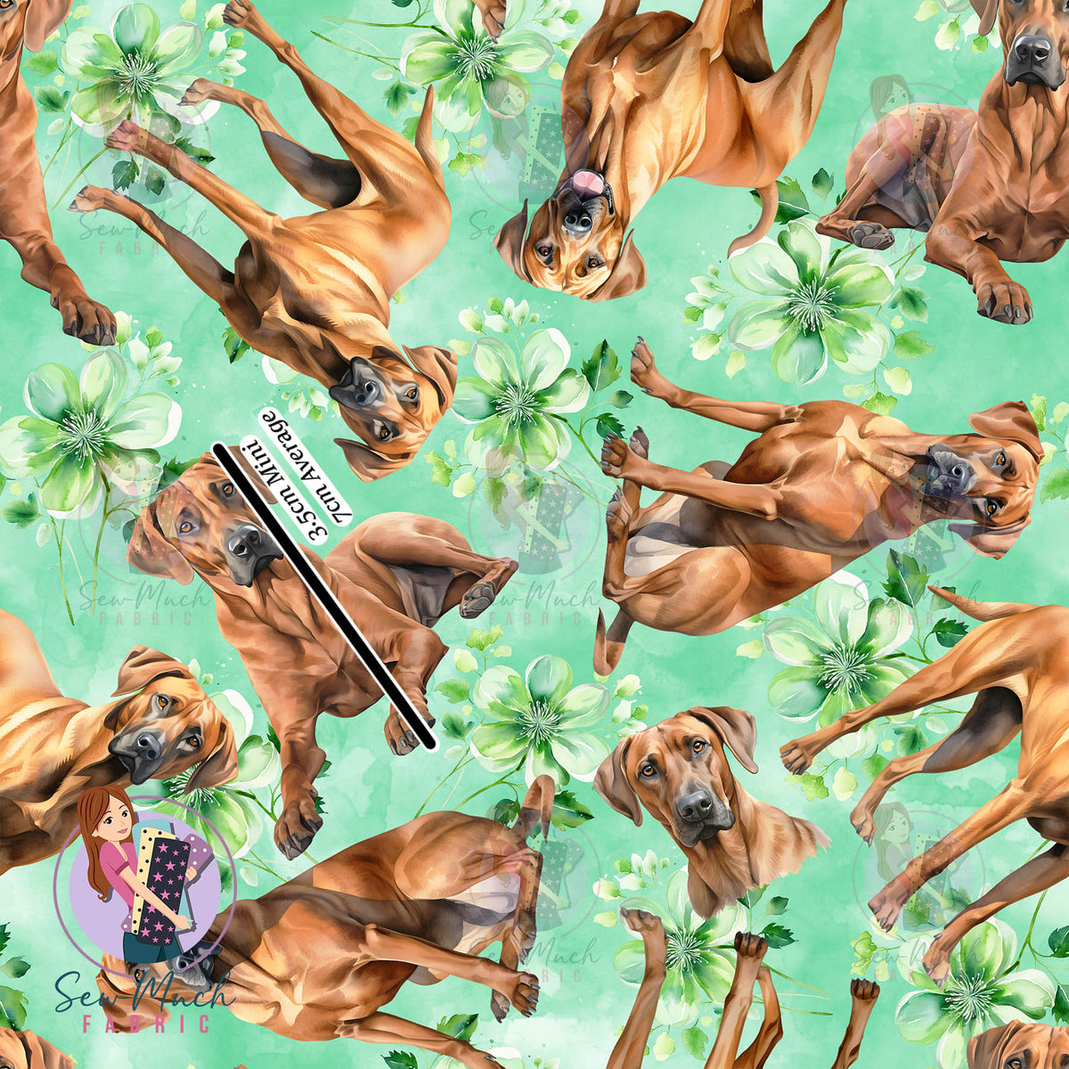 Rhodesian Ridgeback FLORAL | Woven | Retail | MINI Scale – Sew Much ...