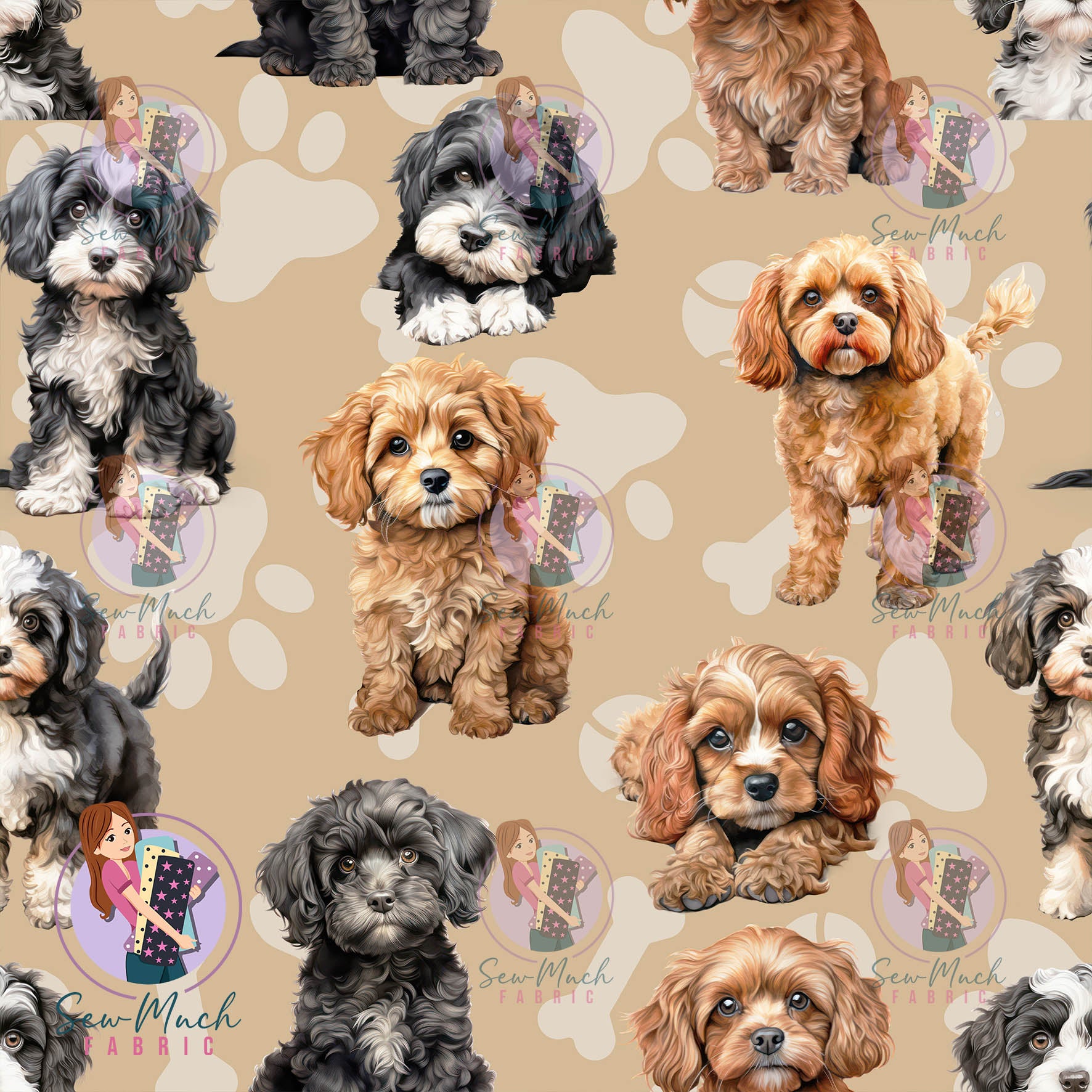 Cavoodle Beige | MINKY | Retail | Average Scale – Sew Much Fabric Australia