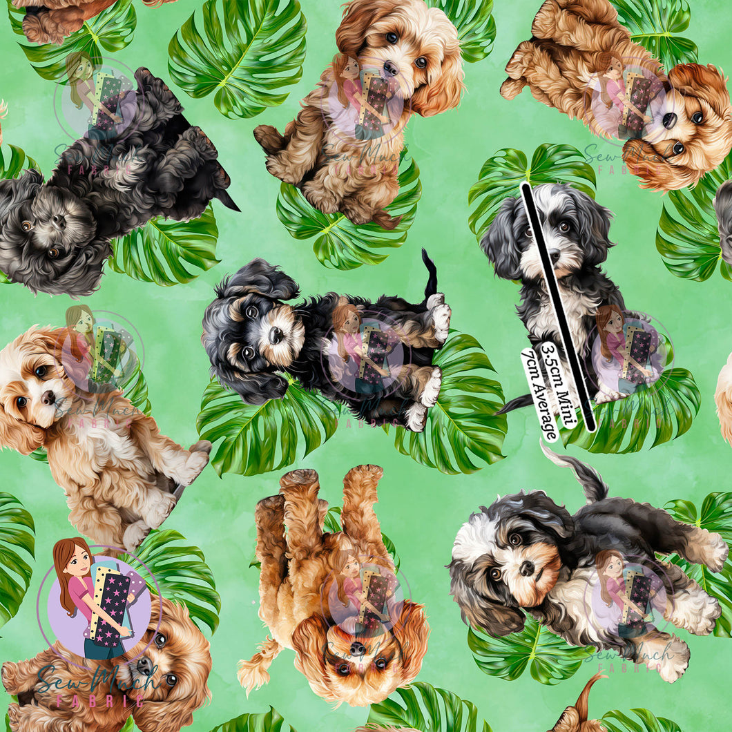 Cavoodle Green | Woven | Retail | Average Scale – Sew Much Fabric Australia